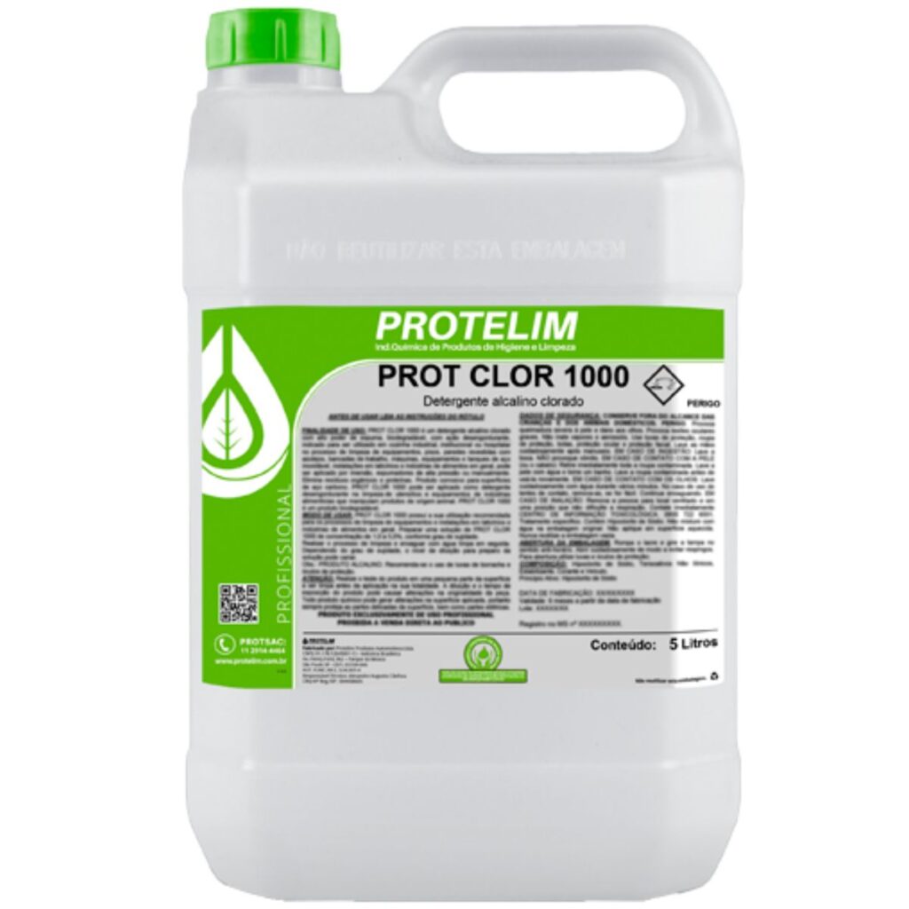 Detergente Alcalino Clorado Prot Clor 1000 5L Protelim | Loja ITP